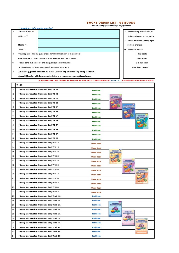 US Primary Mathematics Book Order List | PDF | Money | Financial Services