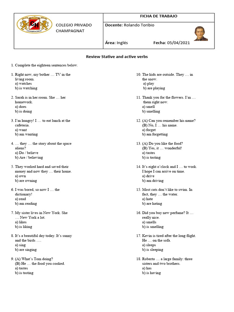 Stative and Active Verbs2 | Download Free PDF | Linguistics | Syntax