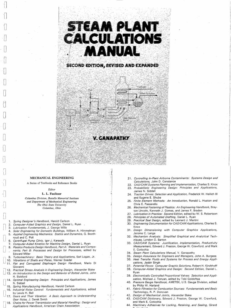 TJ395 G35 1993 Steam Plant Calculations Manual | PDF | Boiler | Oxide