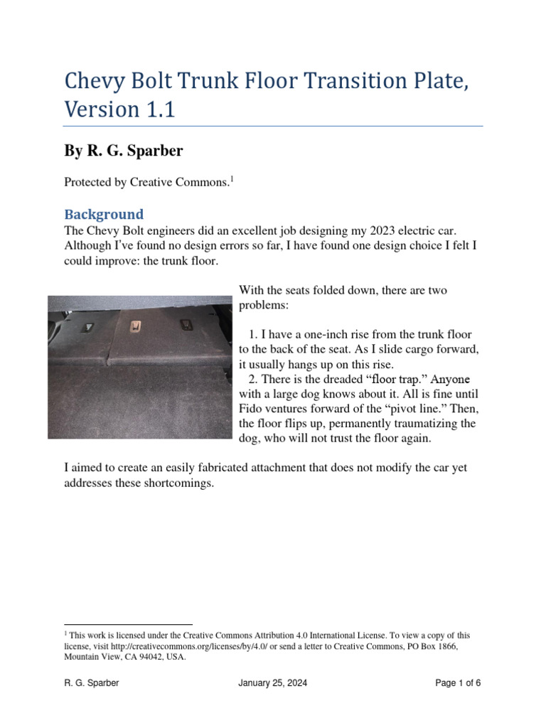 Chevy Bolt Transition Plate | PDF | Trunk (Car) | Rivet
