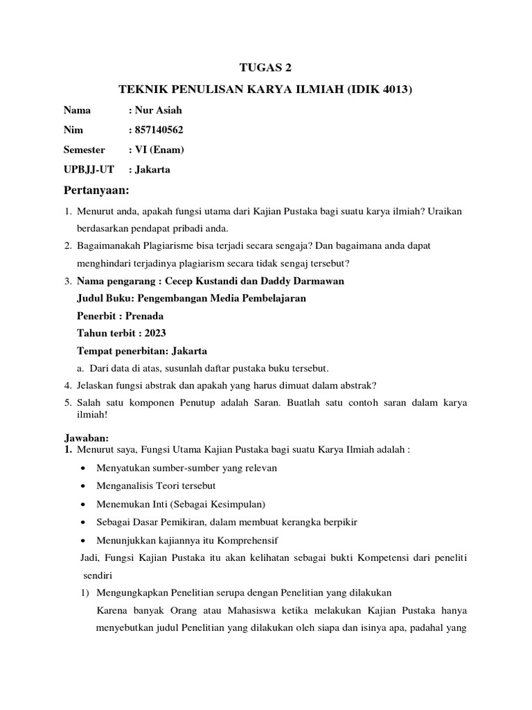 TUGAS 2 Teknik Penulisan Karya Ilmiah | PDF