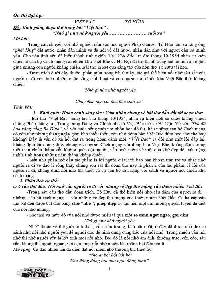 Viet Bac - Doan 4 - Nho Gi... Suoi Xa | PDF