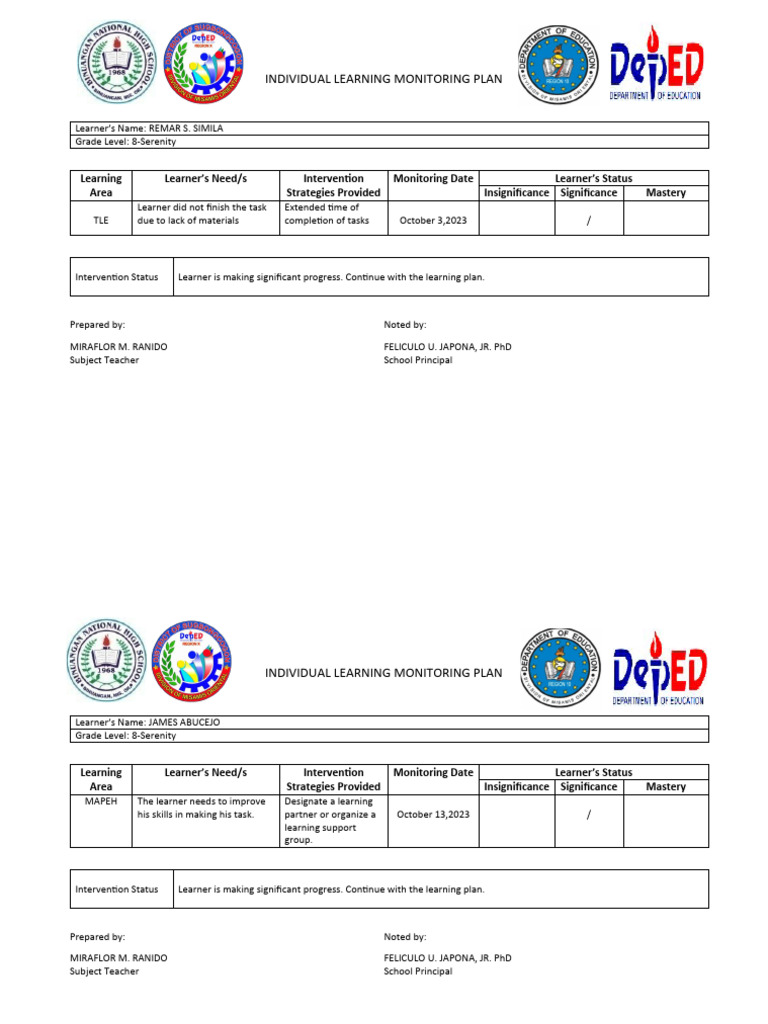 ILMP | PDF | Learning | Teachers