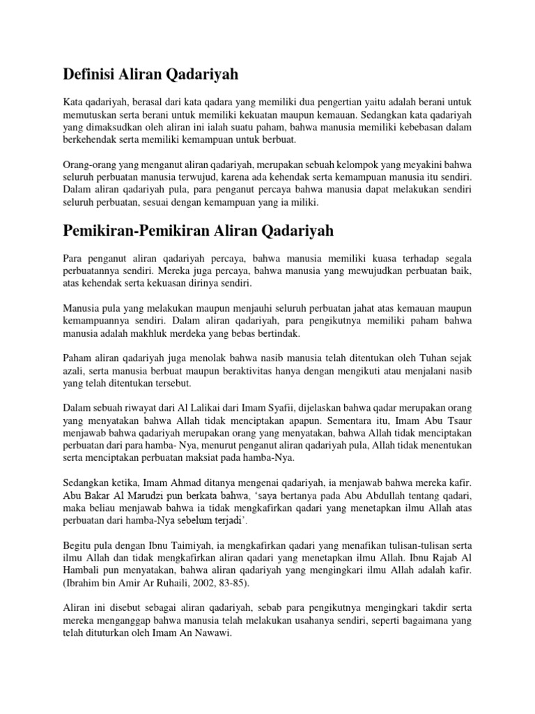 Definisi Aliran Qadariyah | PDF