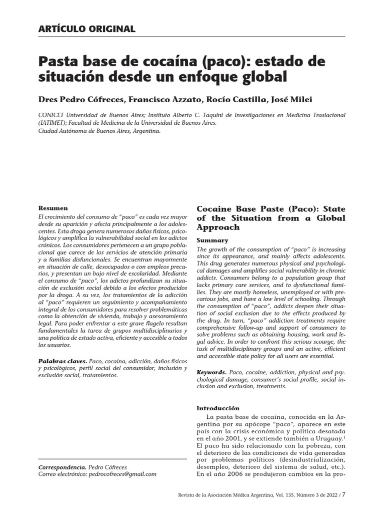 Impacto del Paco en Adolescentes Argentinos | PDF | La dependencia de ...