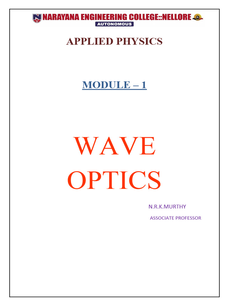 Applied Physics Module - 1 | PDF | Diffraction | Waves