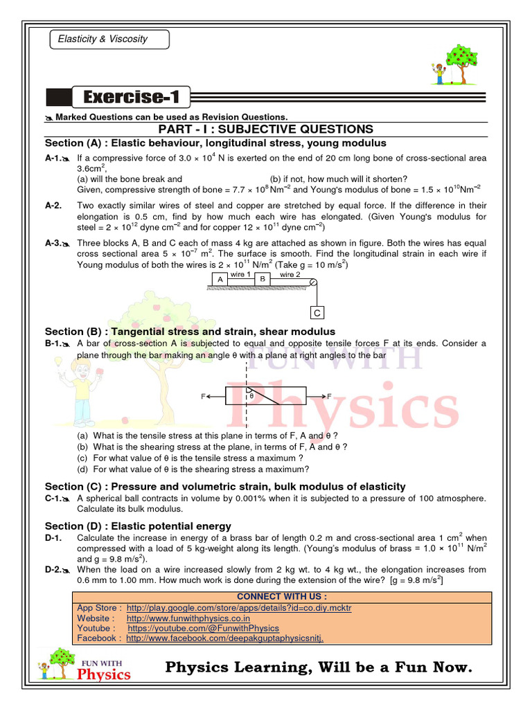 Elasticity and Viscosity Physics Questions | PDF | Young's Modulus | Stress (Mechanics)