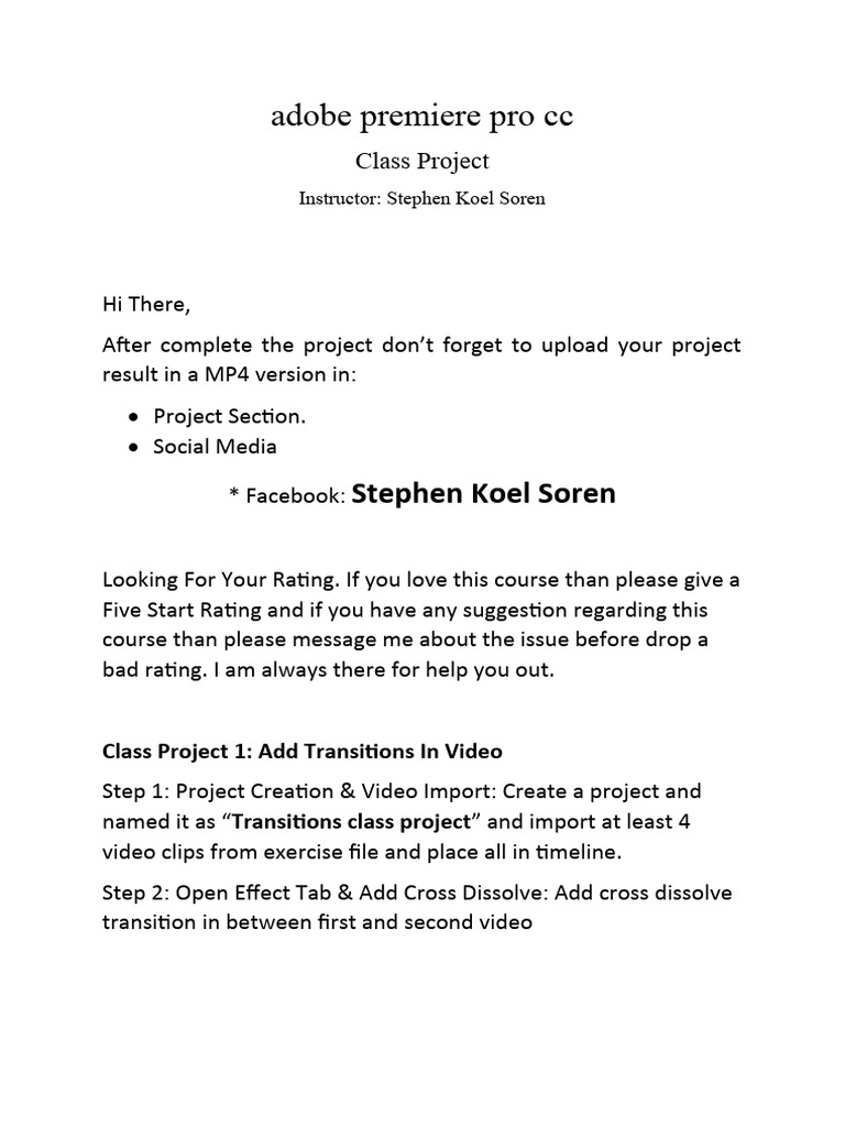 Class Project Adobe Premiere Pro CC | PDF | Art