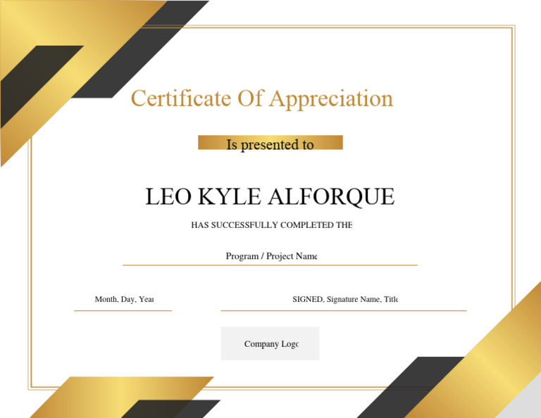 Certificate of Appreciation Template | PDF | Business