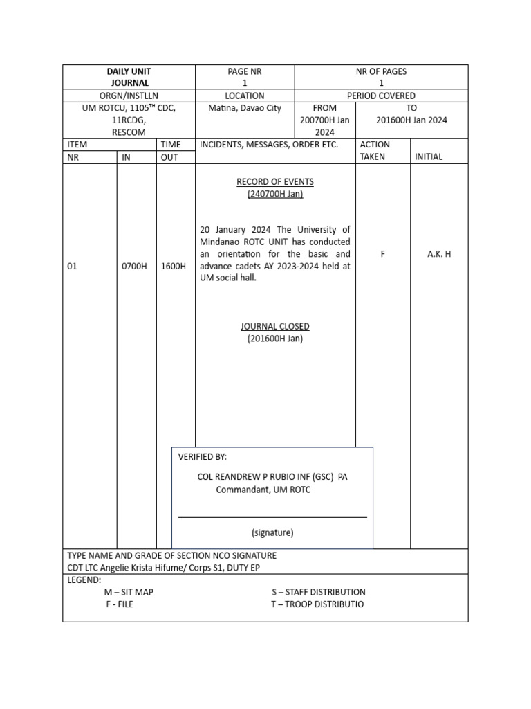 Daily Unit Journal | Download Free PDF | Non Commissioned Officer ...
