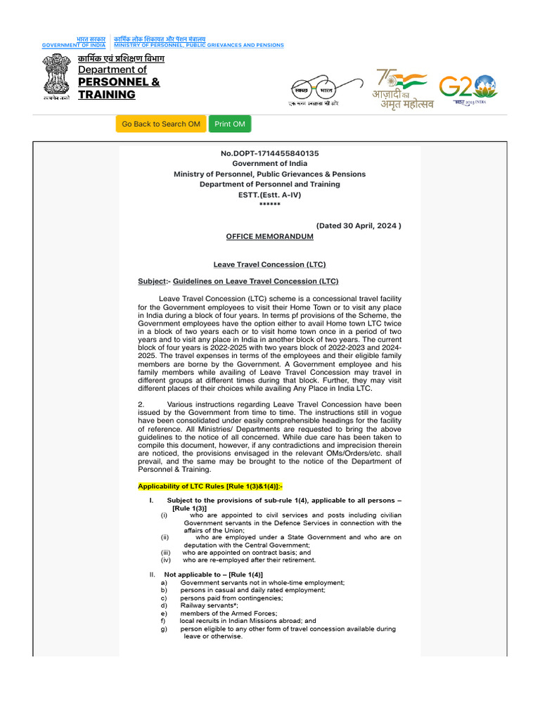 Government LTC Guidelines 2024 | PDF | Stepfamily