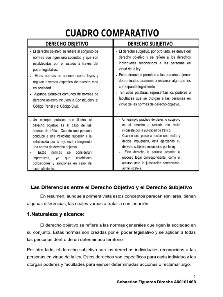 Las Diferencias Entre El Derecho Objetivo y El Derecho Subjetivo | PDF