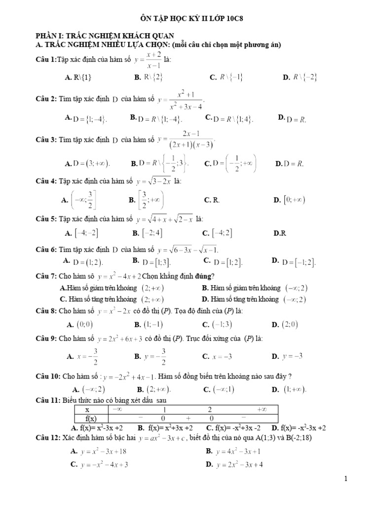 ĐỀ CƯƠNG TOÁN 10 C8 | PDF