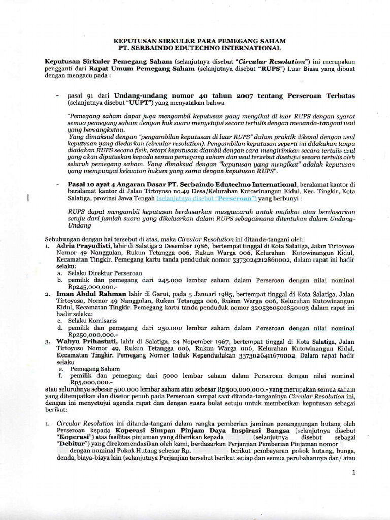 01.keputusan Sirkuler | PDF