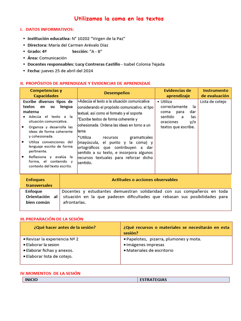Uso de la Coma en Textos Escolares | PDF | Aprendizaje | Enseñando
