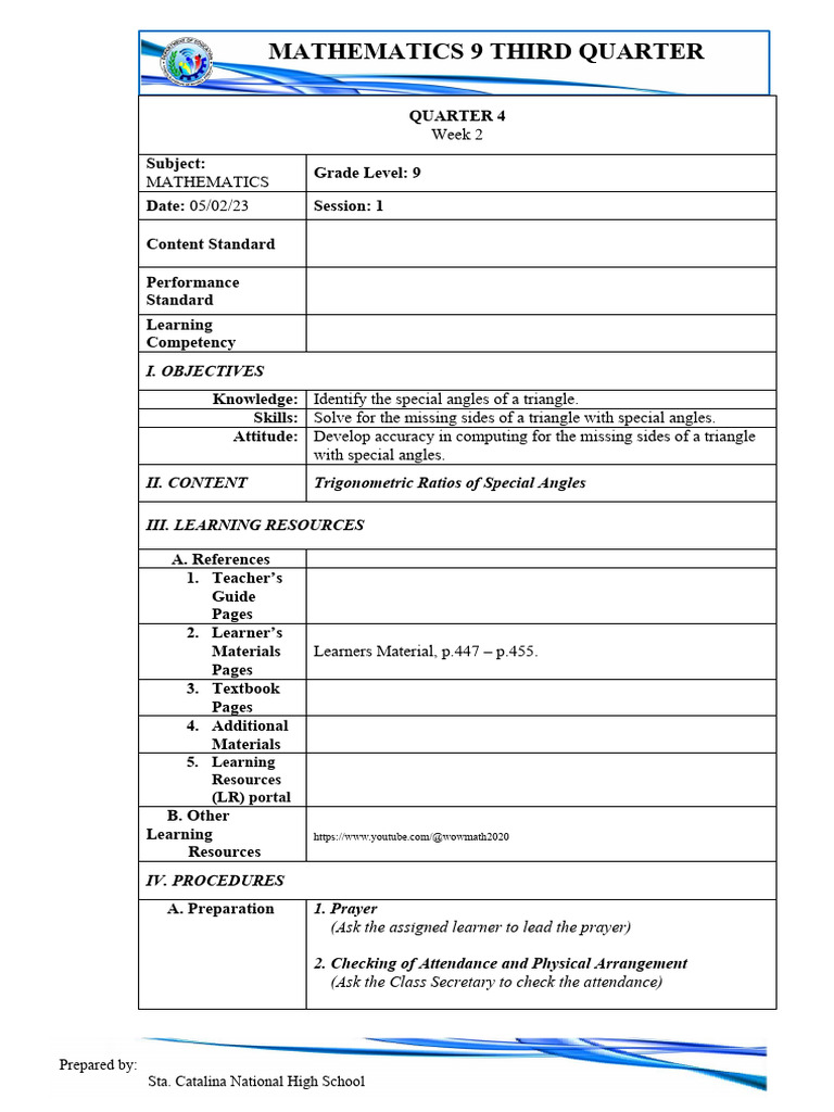 LP-3-Special-Angles | PDF | Triangle | Elementary Geometry