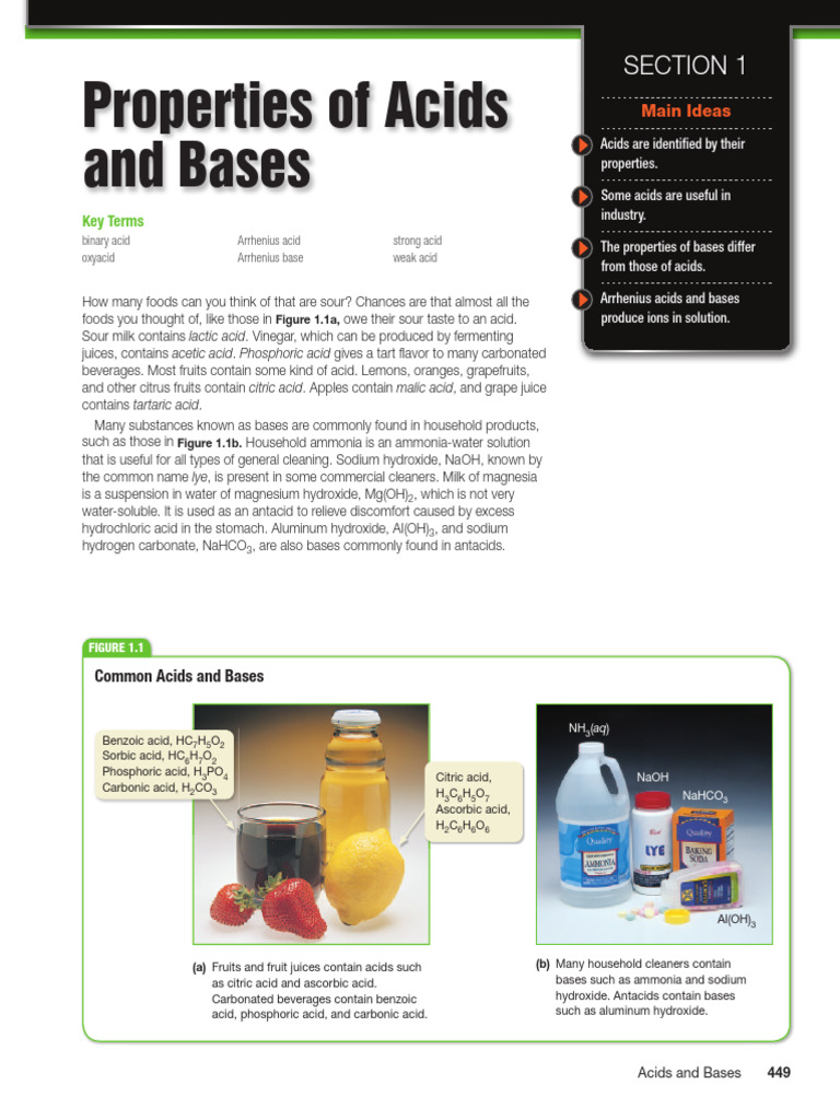 14.1 Properties of Acids & Bases | PDF | Acid | Hydroxide