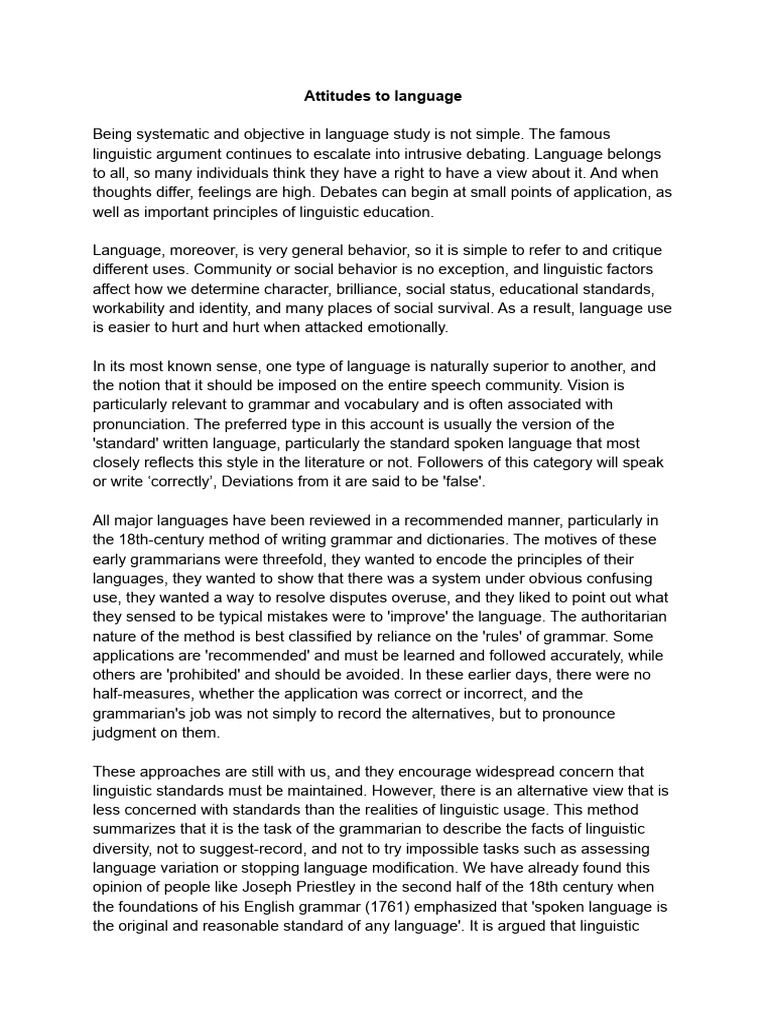 Attitudes To Language Reading Answers 807ff47e1e | PDF | Linguistics ...