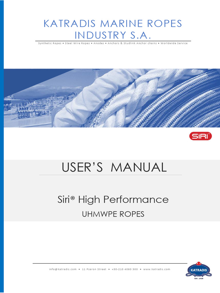 User S Manual Siri UHMWPE High Performance Ropes | PDF | Rope