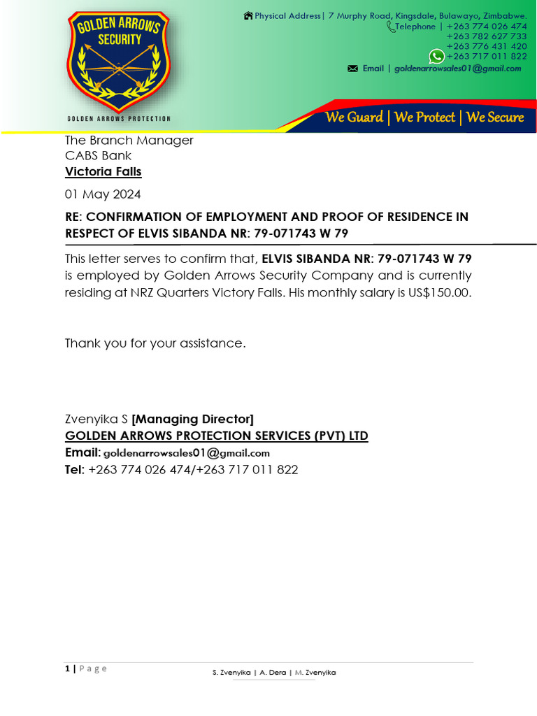 CONFIRMATION OF EMPLOYMENT Elvis | PDF | Labor | Business