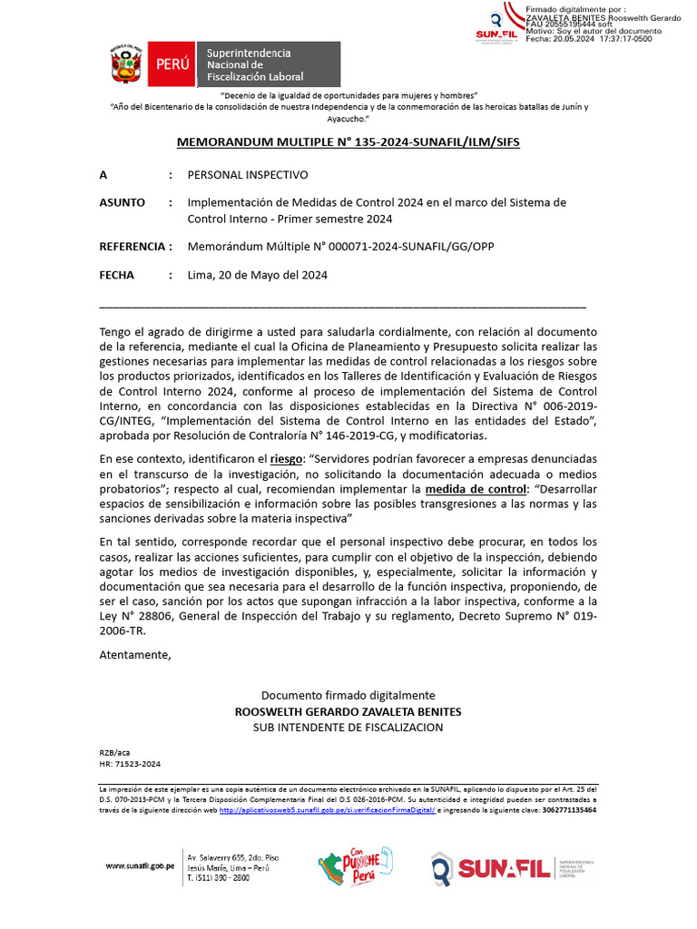 Memorandum Multiple #135-2024 | PDF