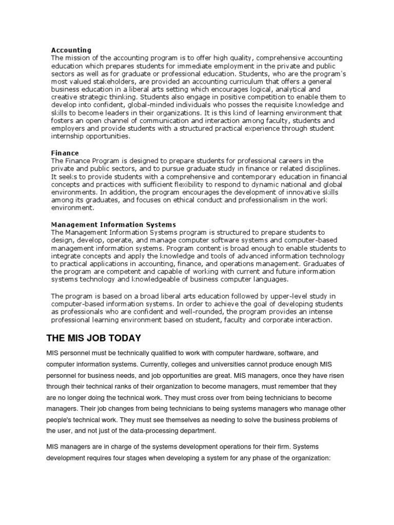The Mis Job Today: Accounting | PDF | Management Information System ...