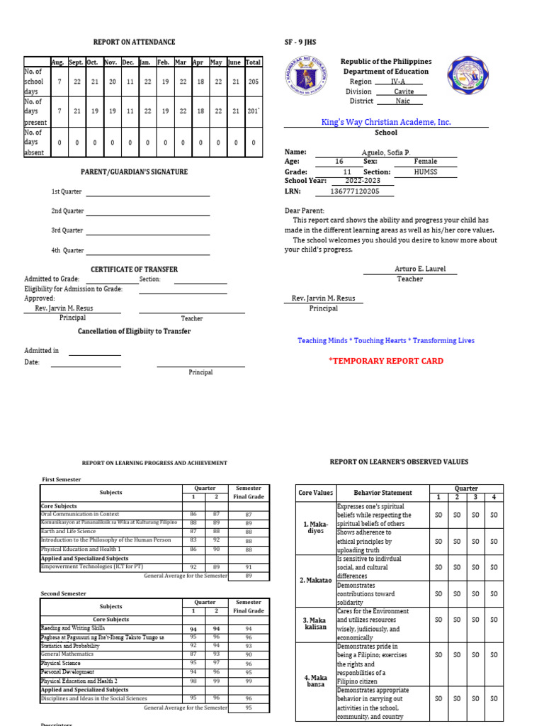 G 11 HUMSS Card | PDF | Learning | Science
