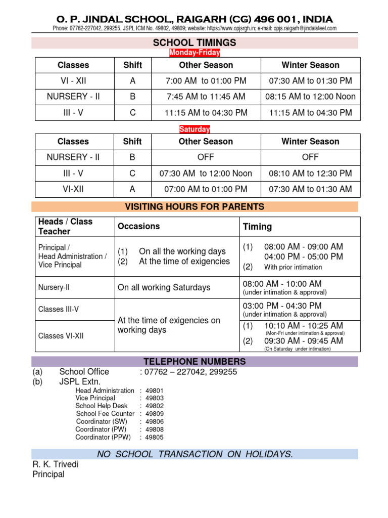 School Timing | PDF