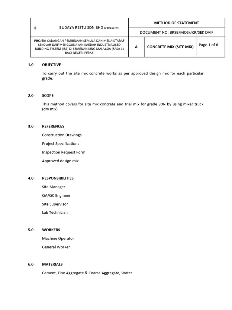 Concrete Mix (Site Mix) | PDF | Concrete | Personal Protective Equipment