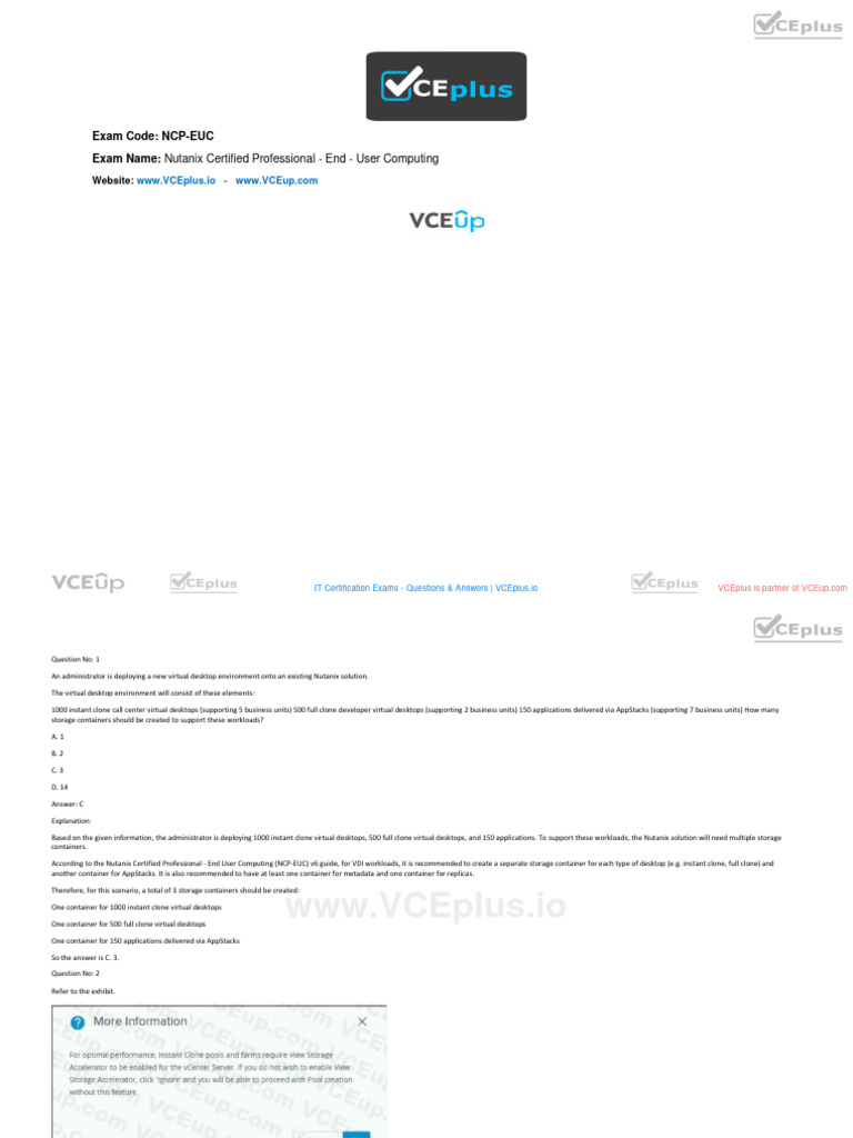 Nutanix Premium NCP-EUC 77q-DEMO | PDF | Desktop Virtualization | Citrix Systems