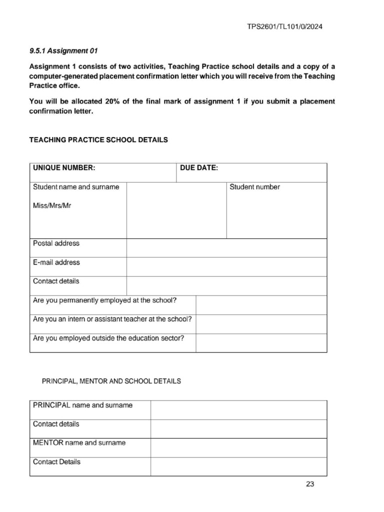 Assignment 1 TPS2601 - Share | PDF | Teachers | Mentorship