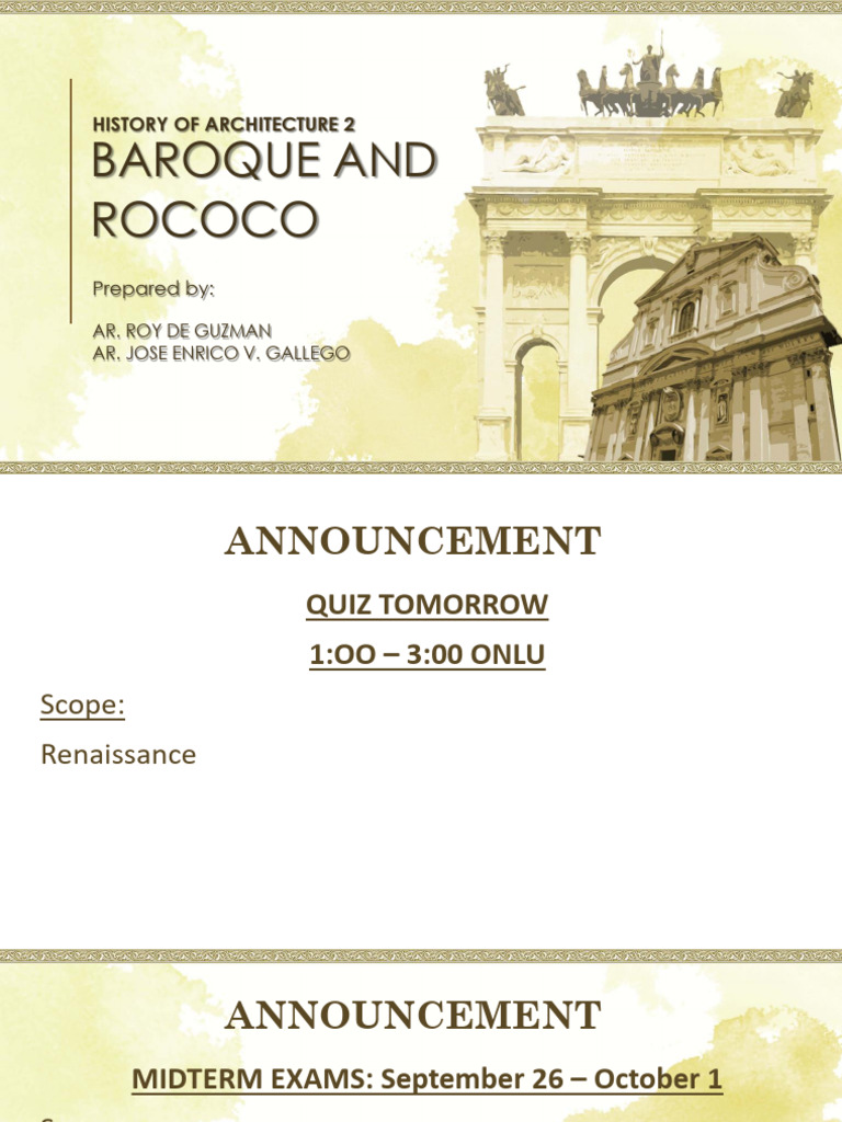Baroque Rococo 09202022 | PDF | Baroque | Architectural Design