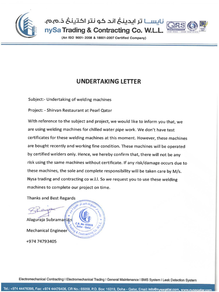 Undertaking Letter | PDF