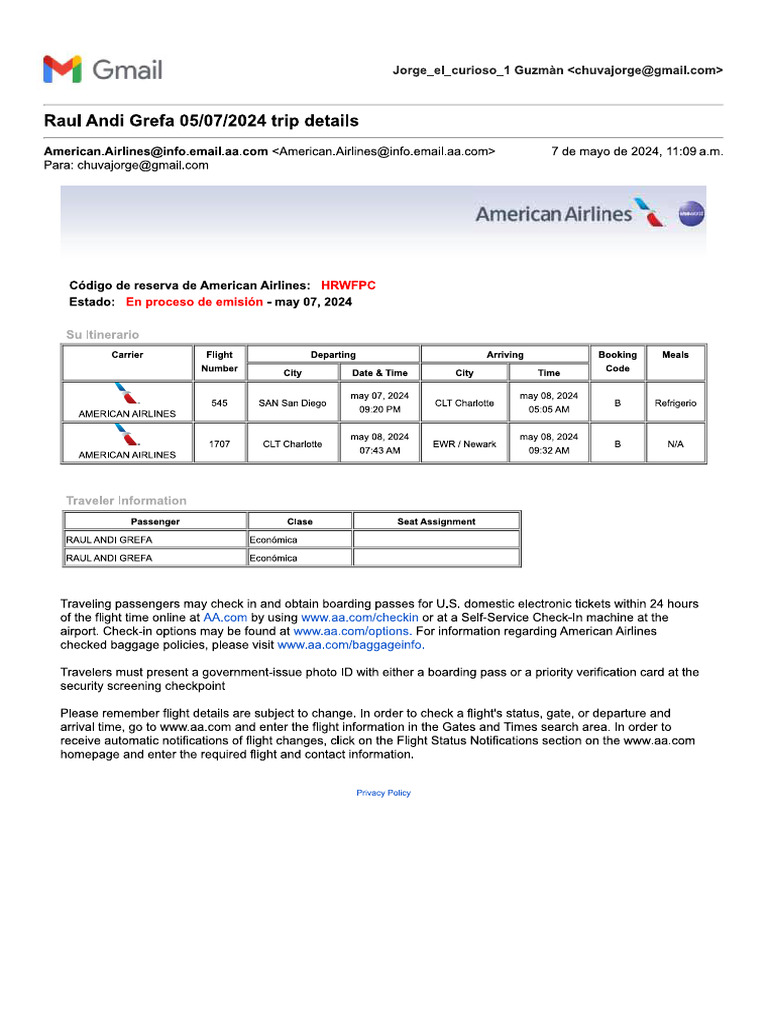 SV 764 Flight Status Update | PDF