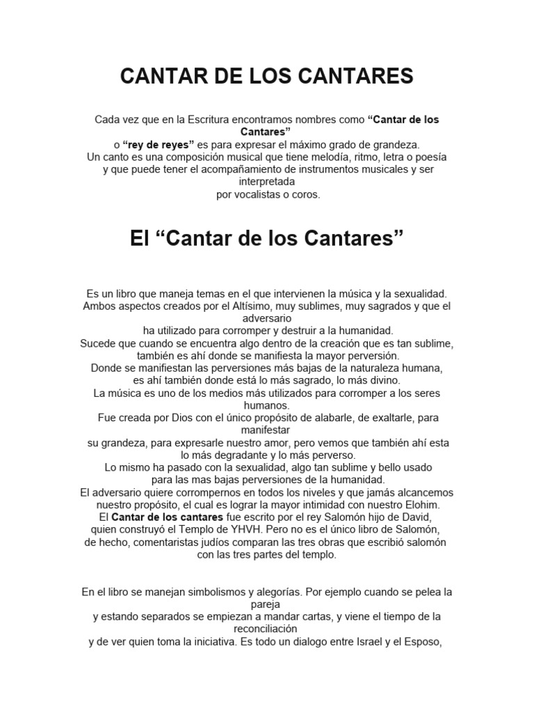 Cantar de Los Cantares | PDF | Amor | Perfume