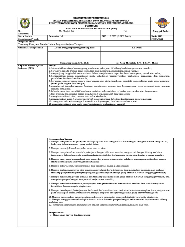 Contoh Format RPS | PDF
