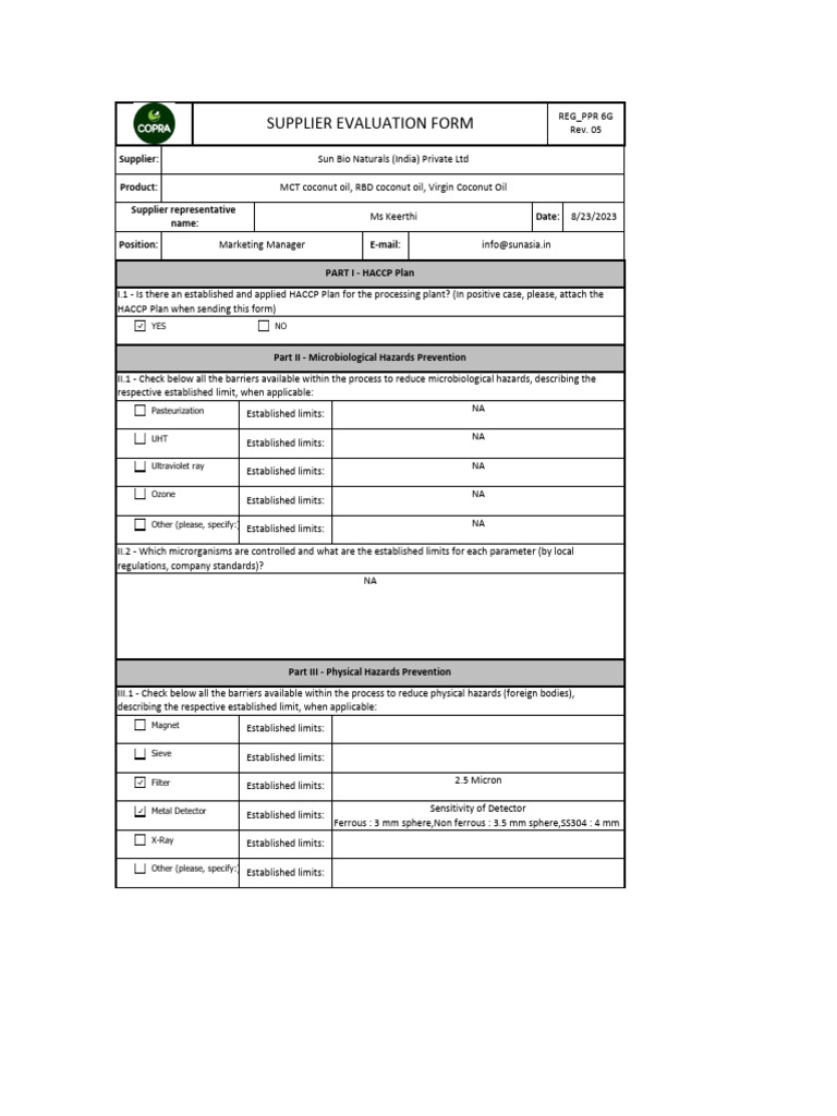 REG - PPR 6G - Supplier Evaluation Form | PDF | Pest Control | Hazard ...