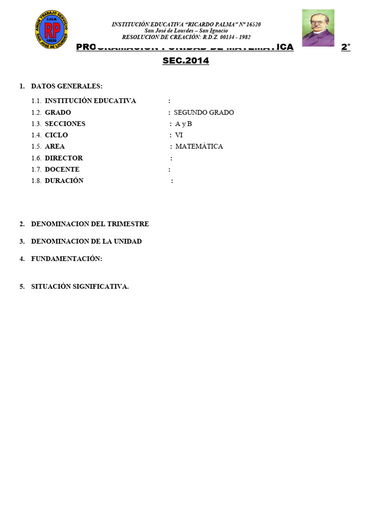 Prog. I Unidad de Mat. 2° Sec | PDF | Evaluación | Maestros