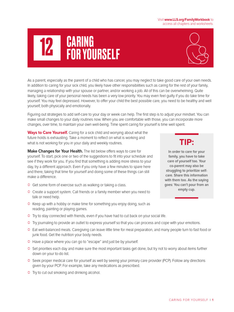 Pediatric Caregiver Workbook CH12 Caring For Yourself 2022 | PDF ...