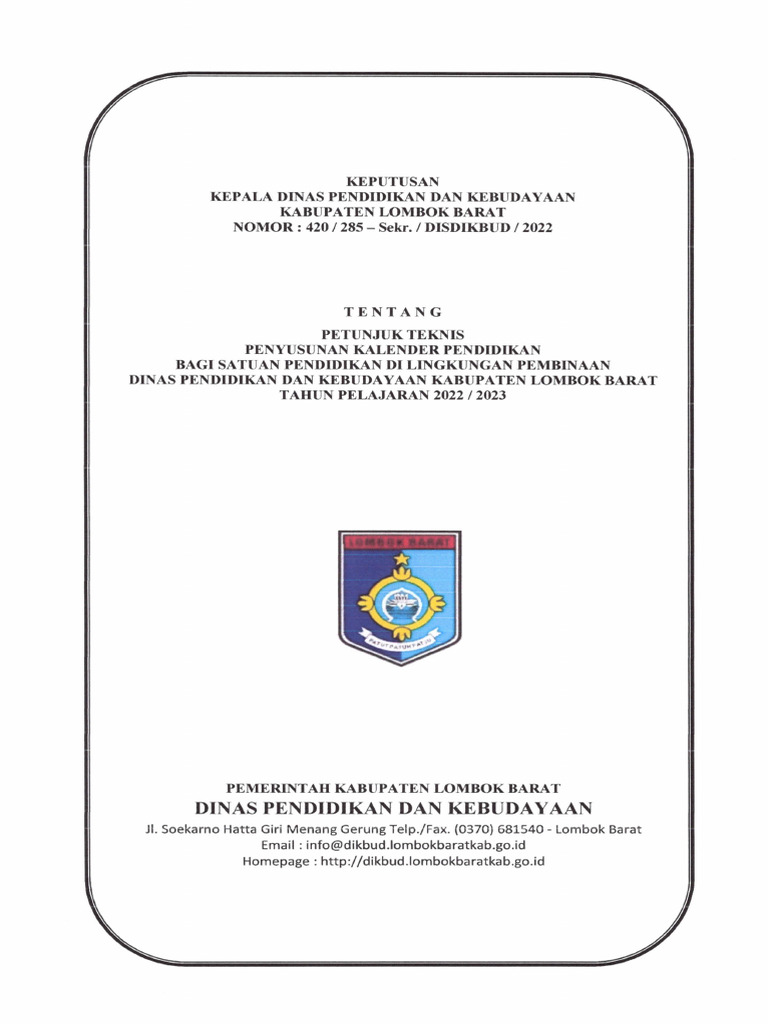 Petunjuk Teknis Kalender Pendidikan 2022 | PDF