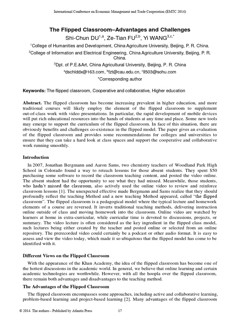 The Flipped Classroom-Advantages and Challenges | PDF | Teaching Method | Learning