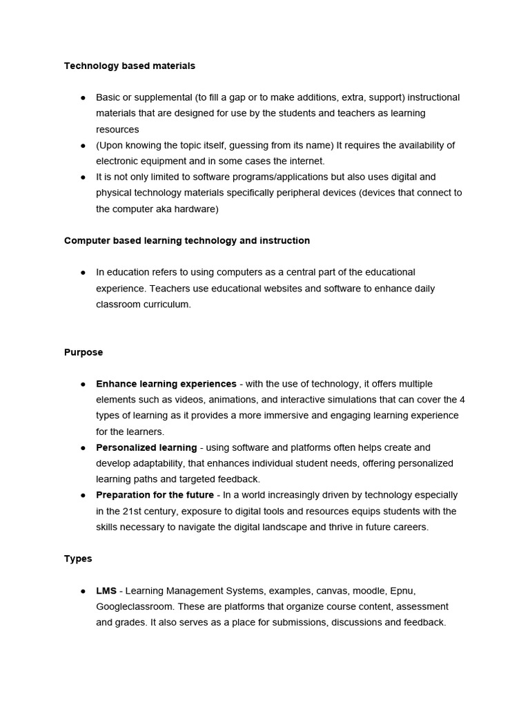 Technology-Based Learning Materials Guide | PDF | Educational Technology | Multimedia