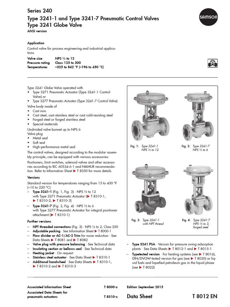 Samson Technical Data Sheet | PDF | Valve | Mechanical Engineering