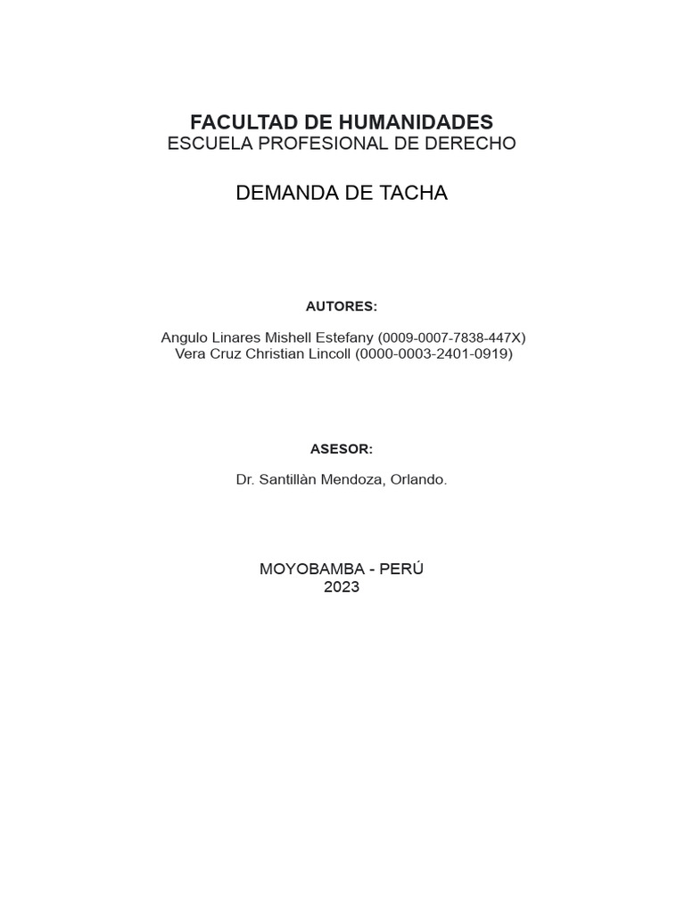 TACHA | PDF | Demanda judicial | Documento de identidad