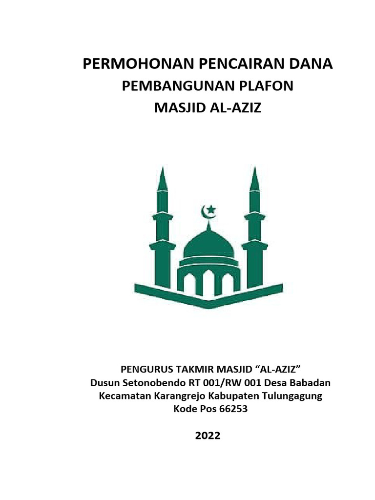 Proposal Pembangunan Plafon Masjid Al-Aziz | PDF