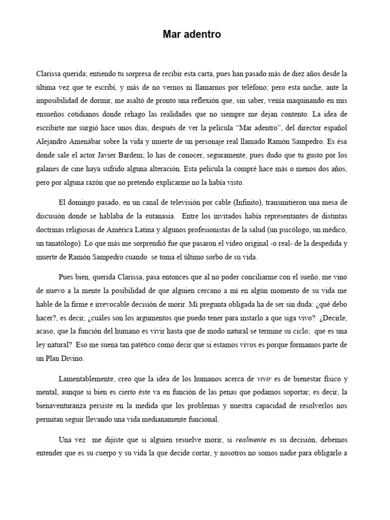 Mar Adentro para Clarissa | PDF