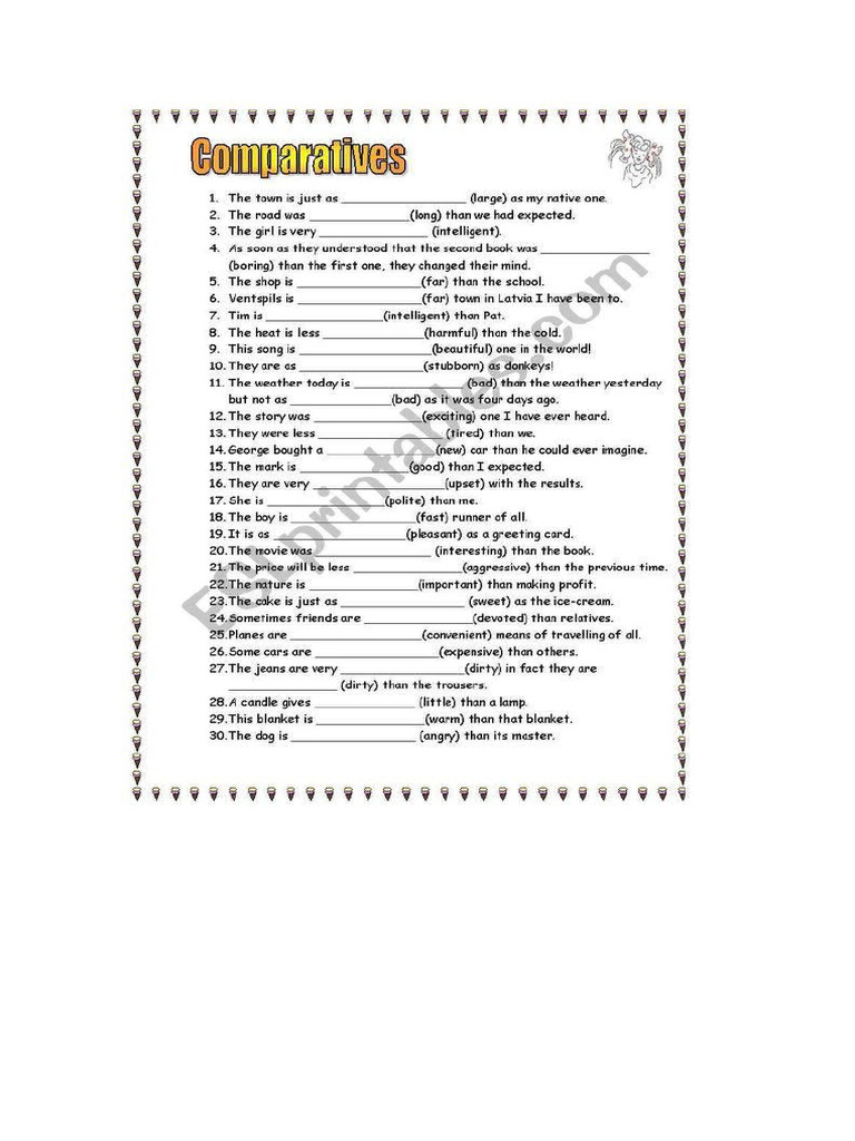 comparative worksheet fix | PDF