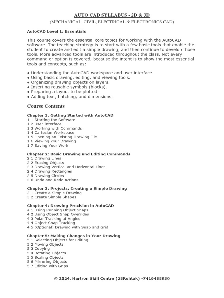 AutoCad Syllabus 2d&3d | Download Free PDF | Auto Cad | Computer Aided ...