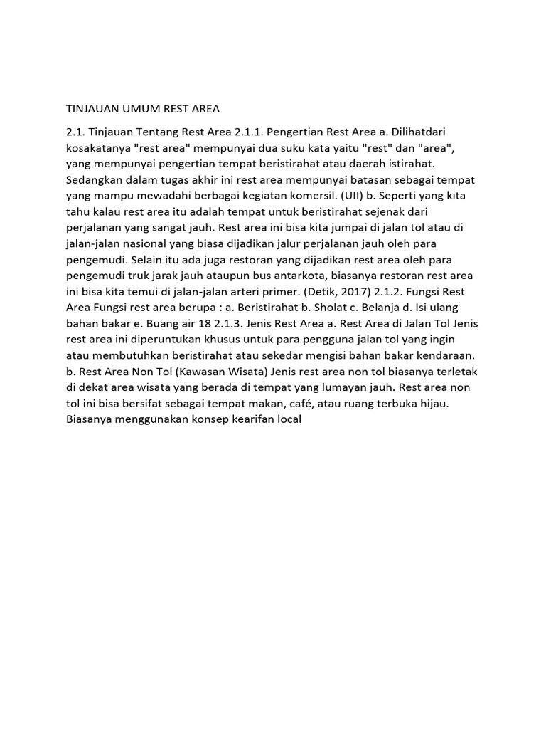 Pengertian dan Fungsi Rest Area | PDF