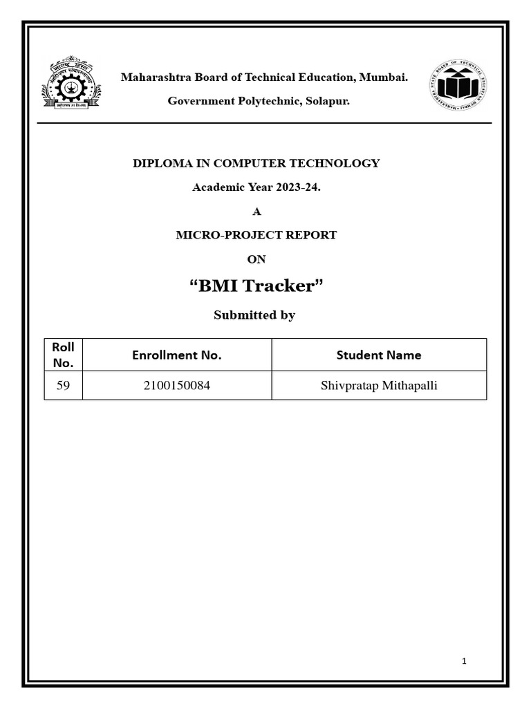 Micro Project Report | PDF | Body Mass Index | Usability Micro Project Report | PDF | Body Mass Index | Usability